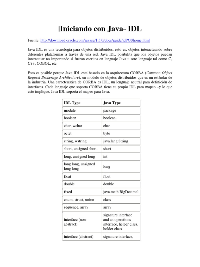 Iniciando Con Java IDL | PDF | Arquitectura de agente de solicitud de ...