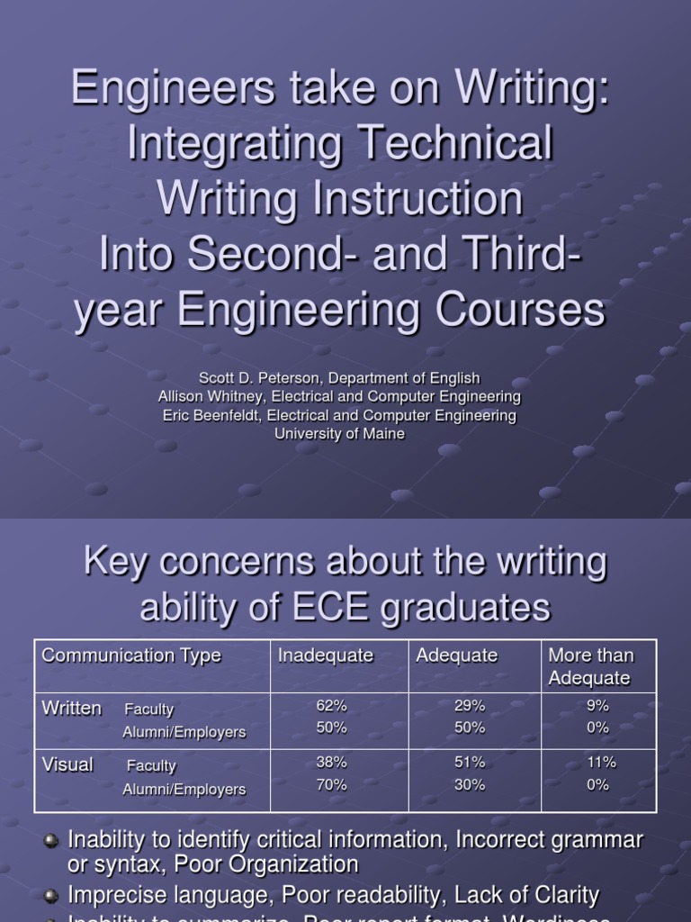 Engineers Take On Writing: Integrating Technical Writing Instruction ...