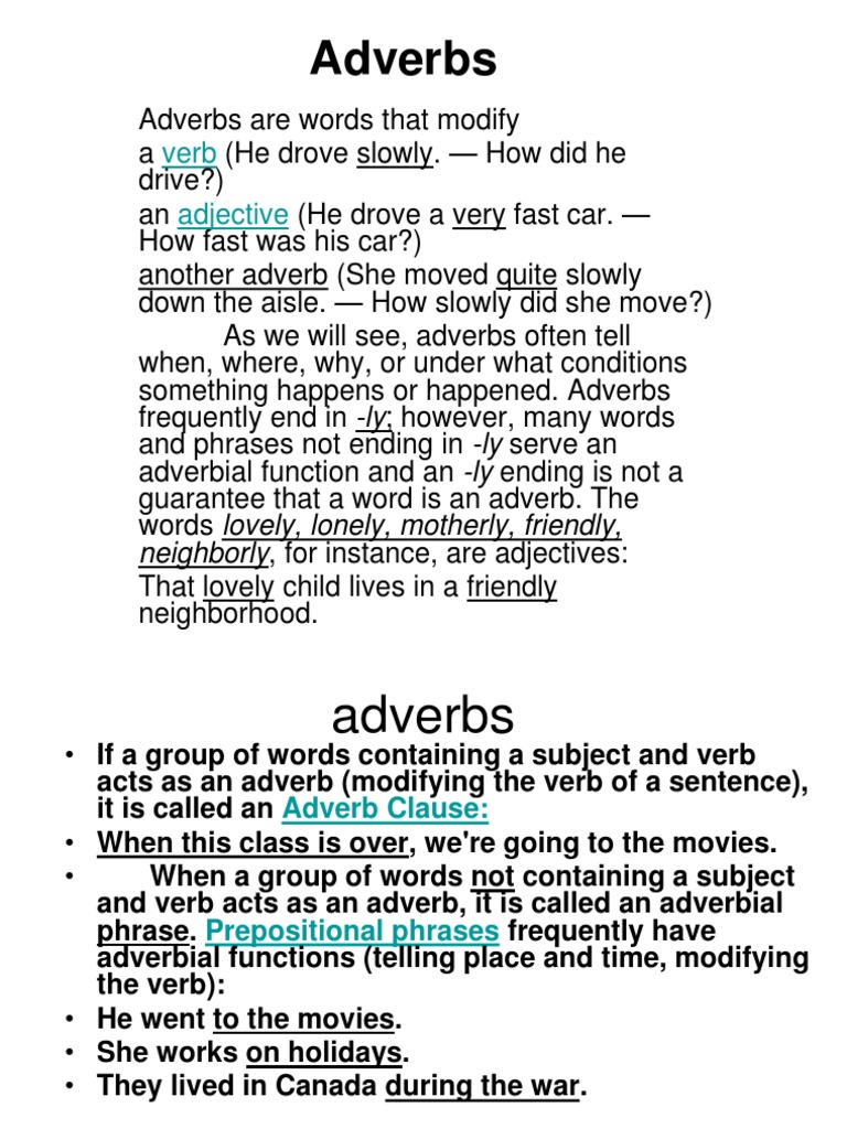 Adverbs Power Points | PDF | Adverb | Adjective