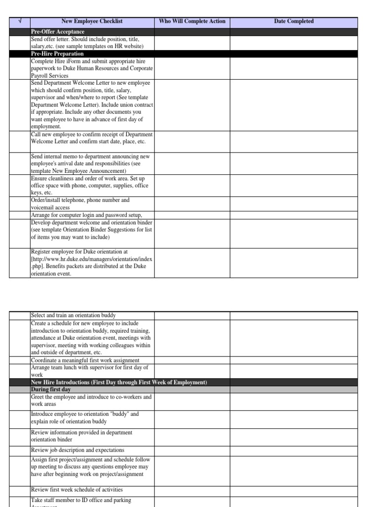 Onboarding Checklist | PDF | Supervisor | Employment