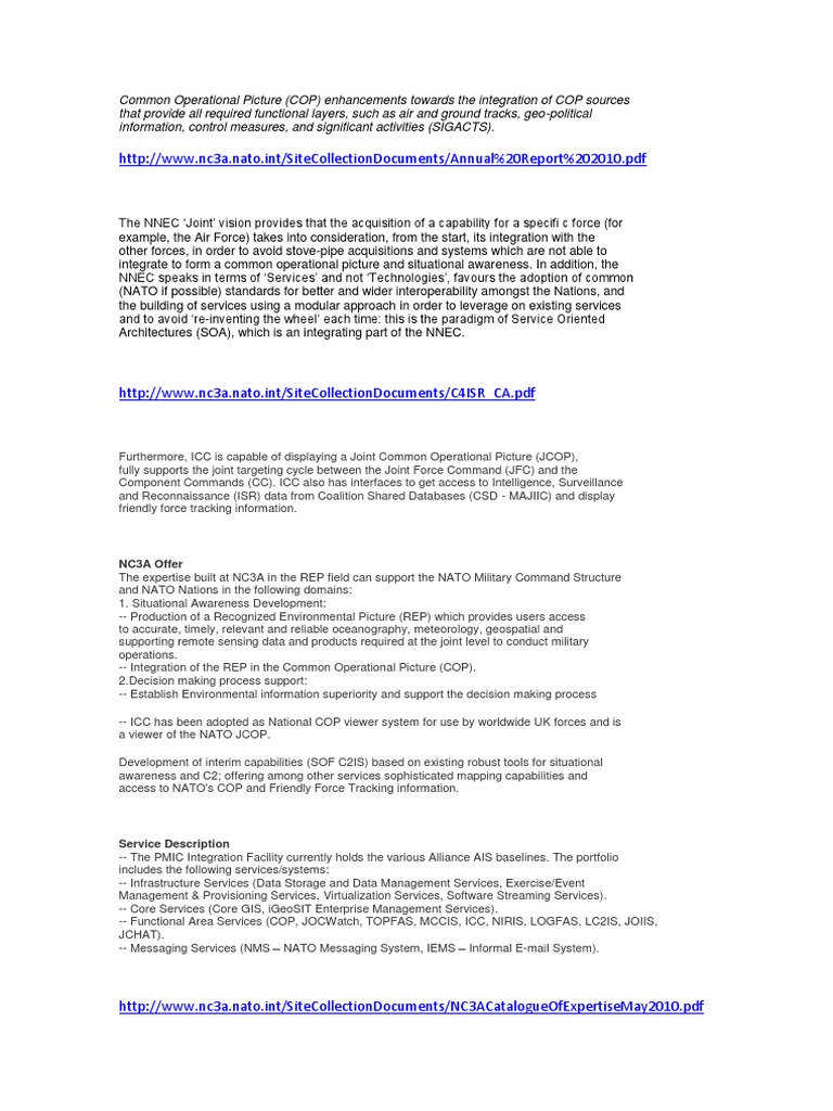 Enhancing NATO's Common Operational Picture | PDF | Situation Awareness ...