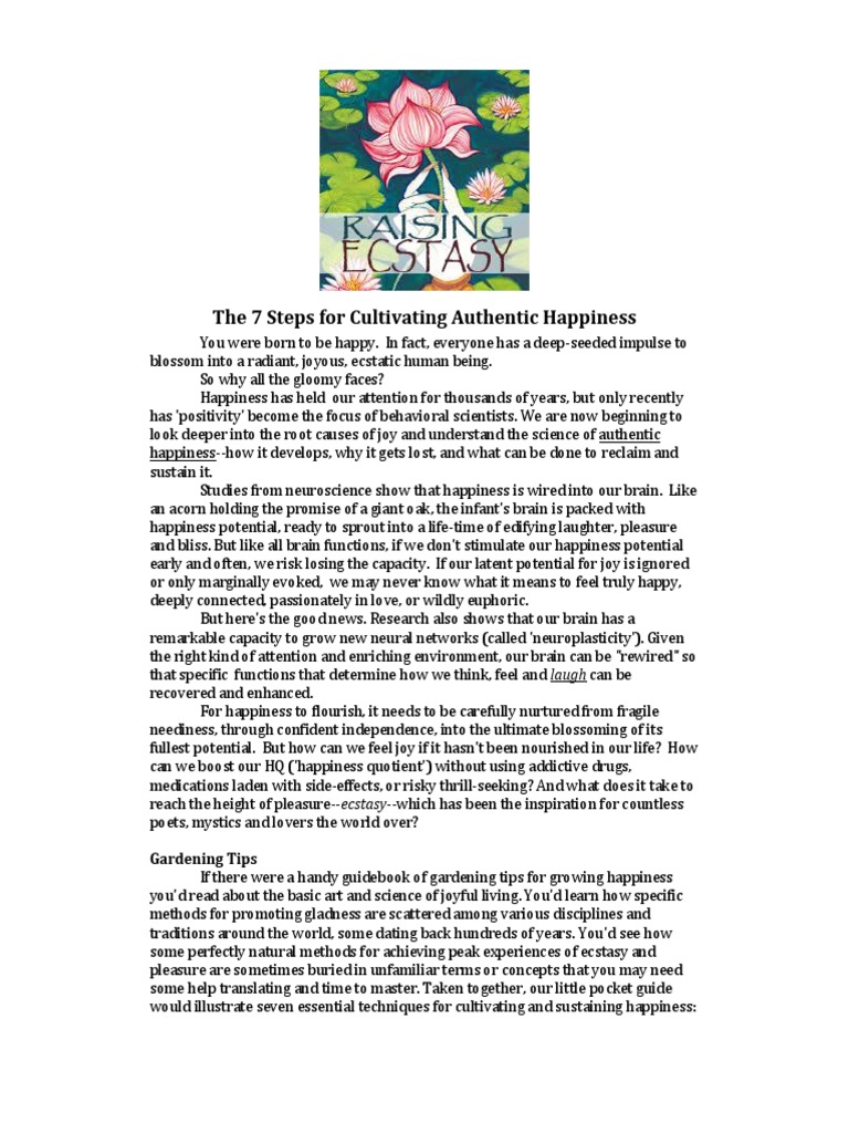 Steps To Happiness | PDF | Senses | Happiness