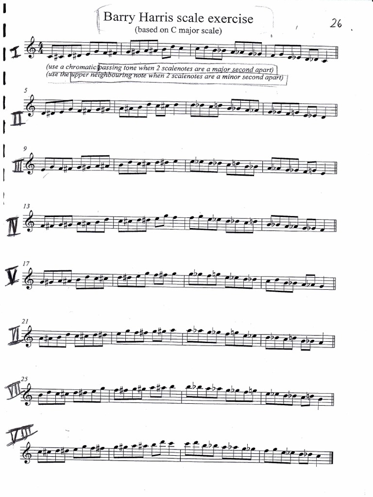 Barry Harris Scale Exercises Guide | PDF | Teaching Methods & Materials