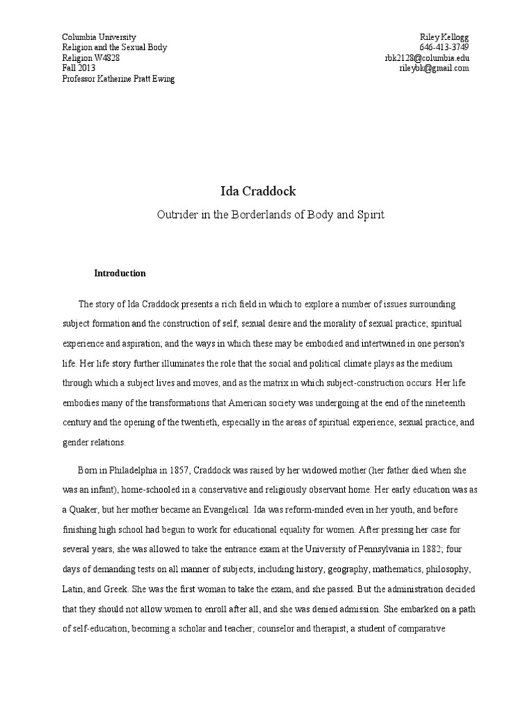 Ida Craddock: Outrider in The Borderlands of Body and Spirit | PDF ...