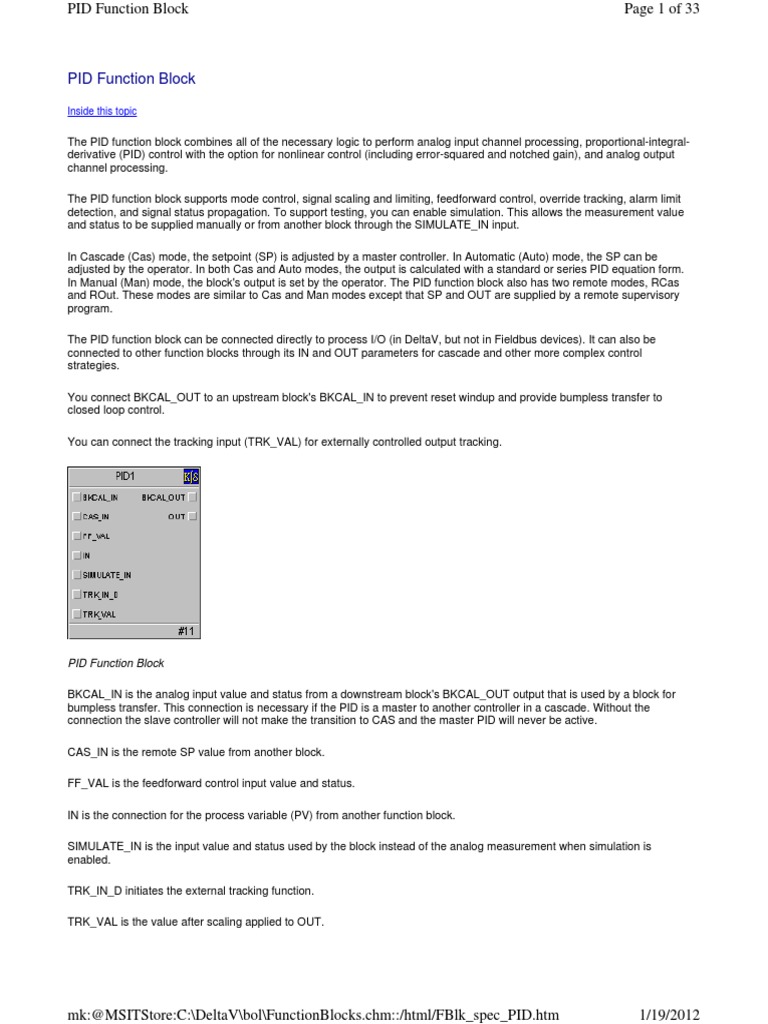 PID Function Block | PDF | Parameter (Computer Programming) | Systems ...