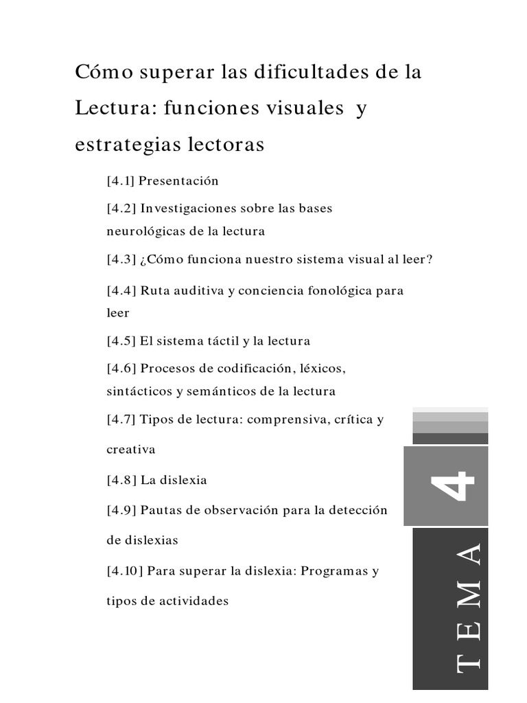 Como Superar Las Dificultades de La Lectura Funciones Visuales y Estrategias Lectoras | PDF ...