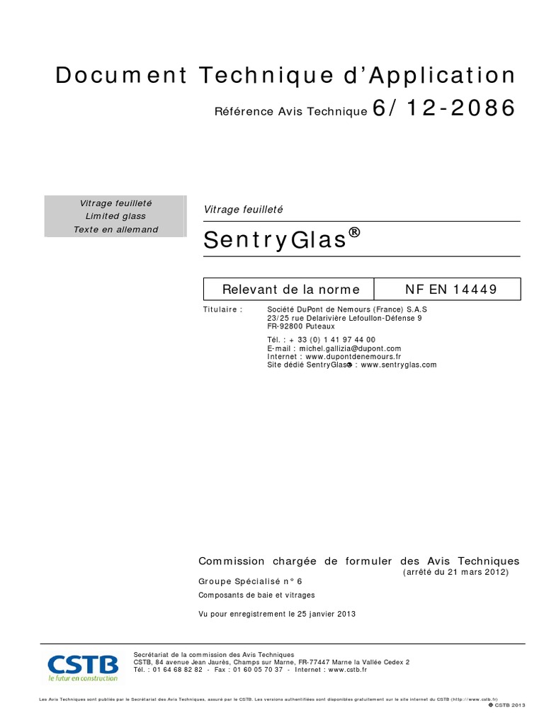 Avis Technique Certificate 2012 | PDF