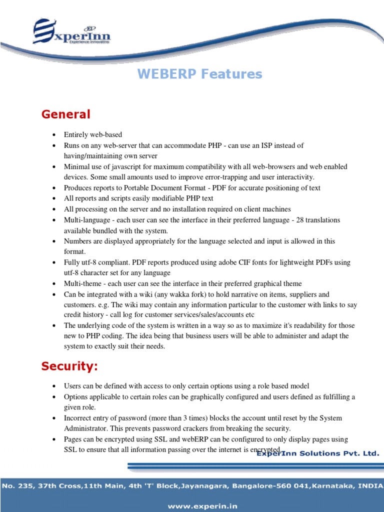 WEBERP Features Document | PDF | Invoice | Inventory