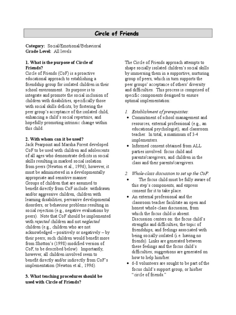 Circle of Friends | PDF | Social Skills | Educational Psychology