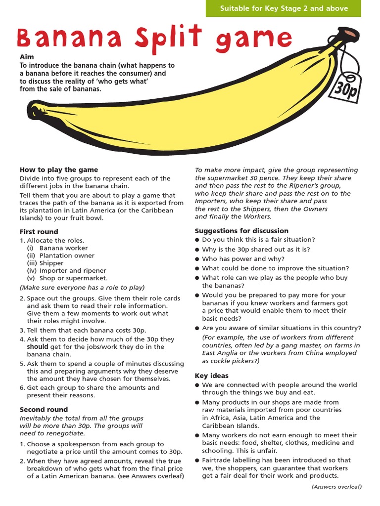 Secondary Fairtrade Enrichment-Day Banana-Split Game | PDF | Fair Trade ...
