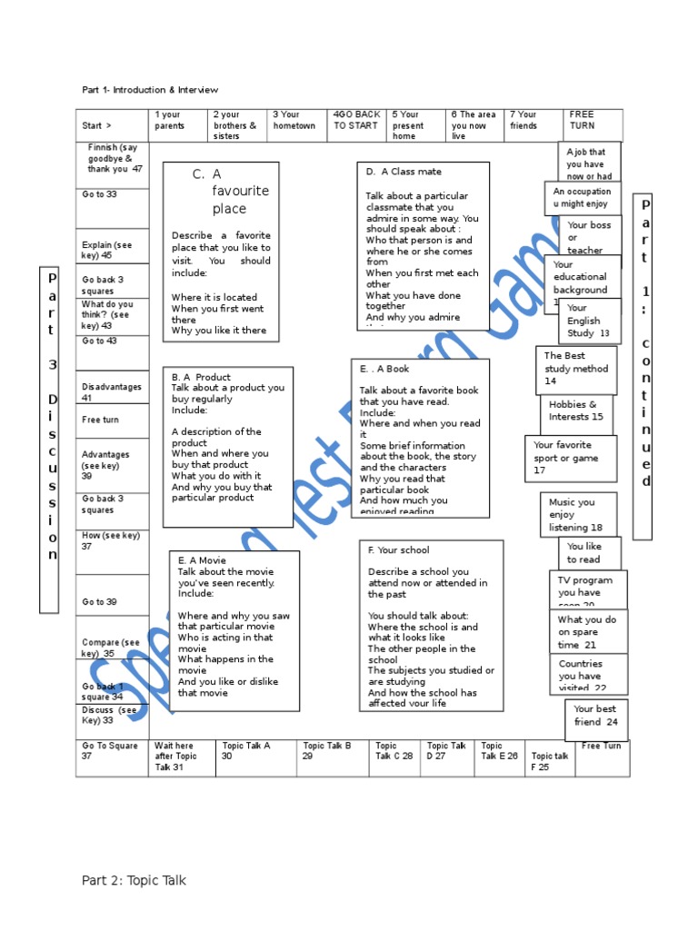 IELTS Speaking Board Game | PDF | Tourism | Communication