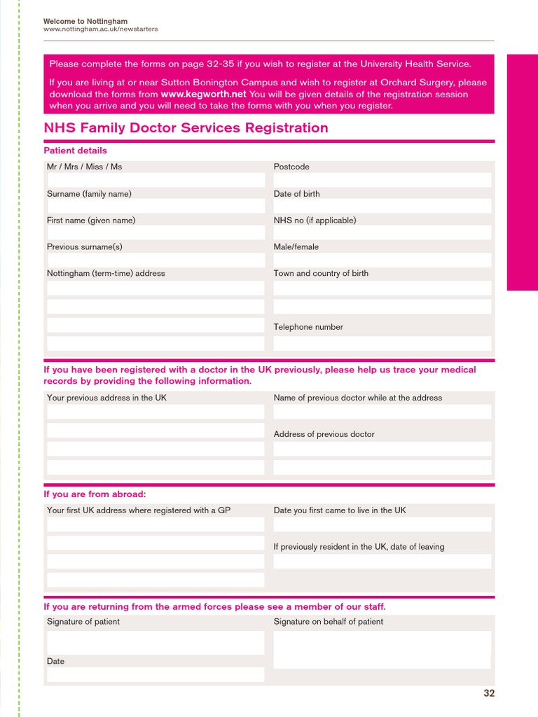 NHS Family Doctor Services Registration: WWW - Nottingham.ac - Uk ...