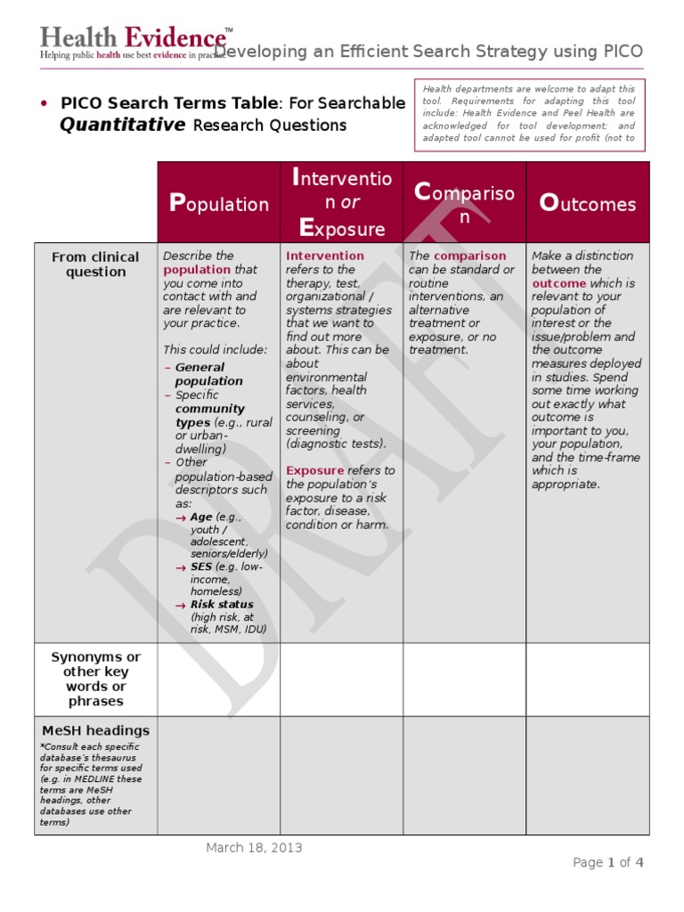 Efficient PICO Search Strategy Guide | PDF | Risk | Screening (Medicine)