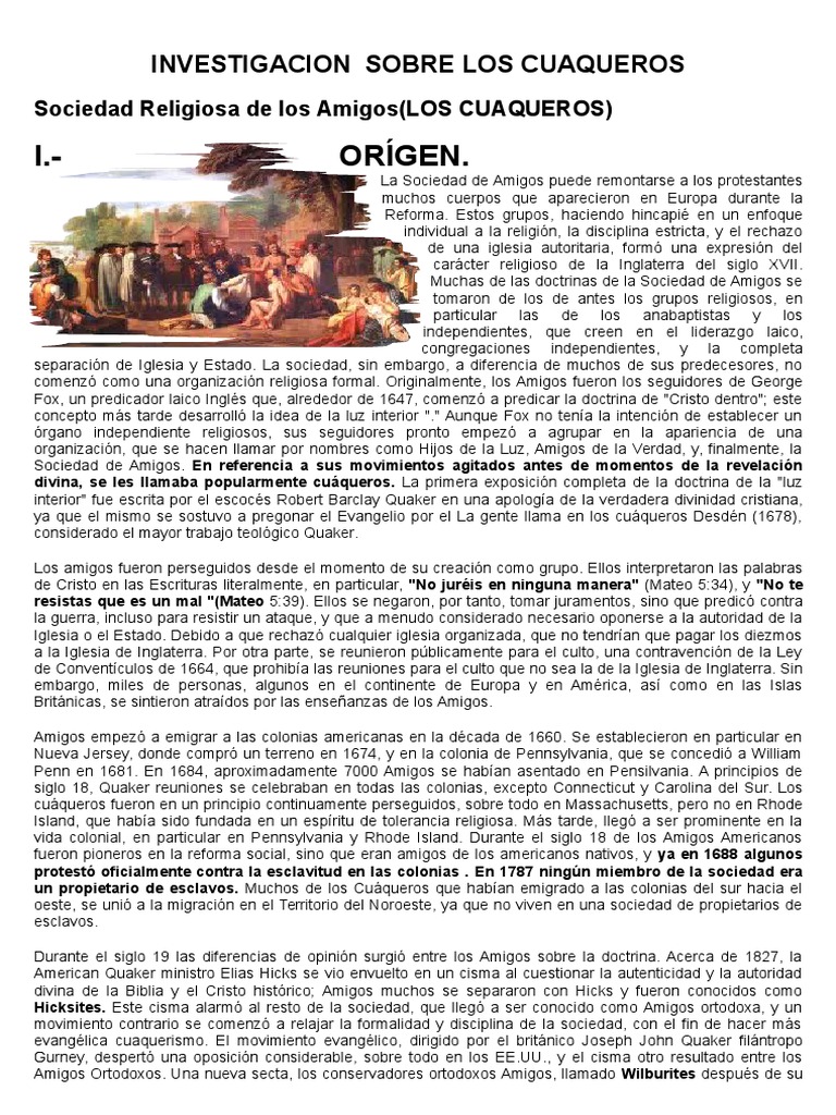 Deber Sobre Los Cuaqueros | PDF | Cuáqueros | Religión y creencia