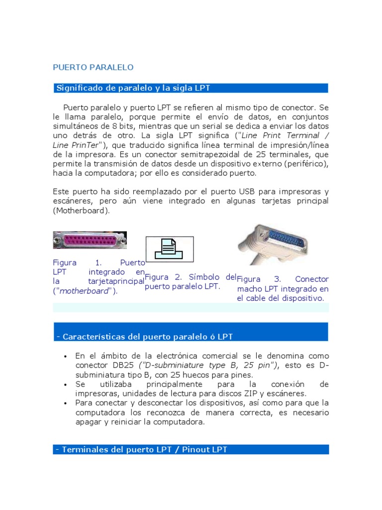 Guía Completa del Puerto Paralelo LPT | PDF | Impresora (Computación ...