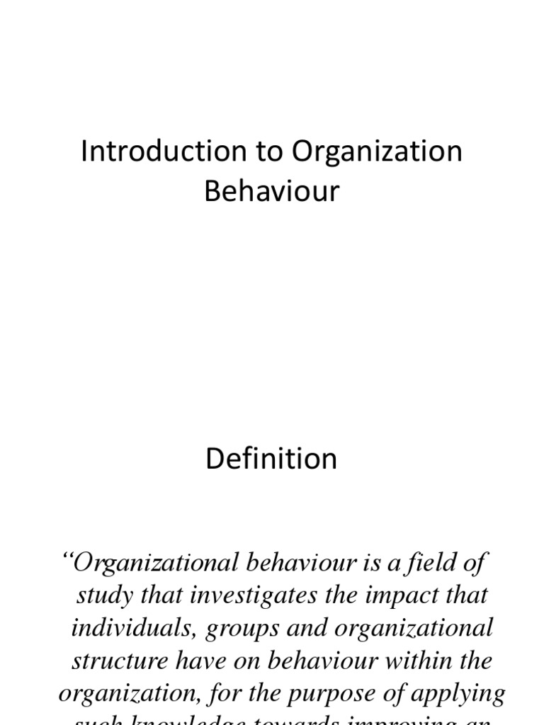 Introduction To Organization Behaviour | PDF | Career & Growth | Self ...