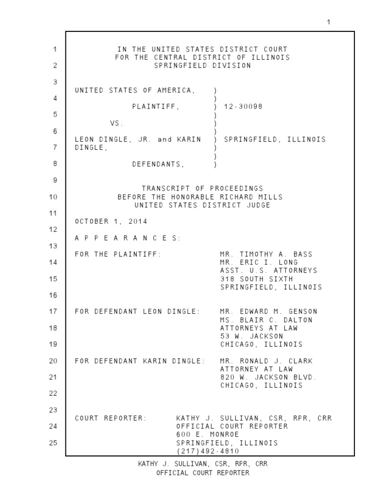 Dingle Oct. 1, 2014, Pretrial Transcript | PDF | Judge | Witness
