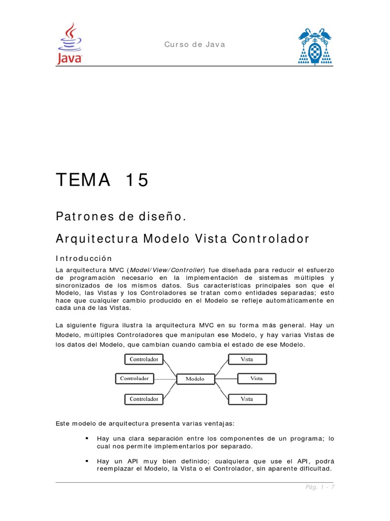 Java Modelo Vista Controlador | PDF | Modelo – Vista – Controlador | Java (lenguaje de programación)