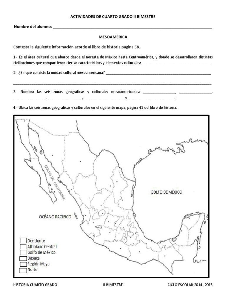 Actividades de Historia 4° grado de primaria Nov-Dic