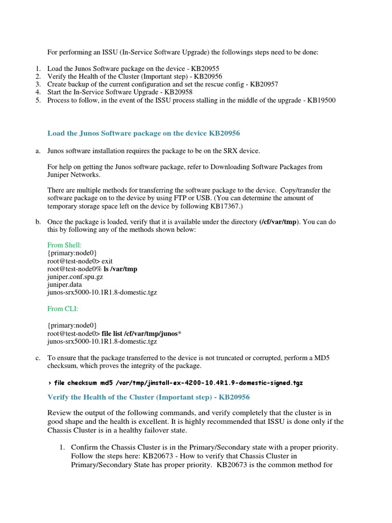 Upgrade SRX With ISSU (All KB in One GO) | PDF | Booting | Computer Cluster