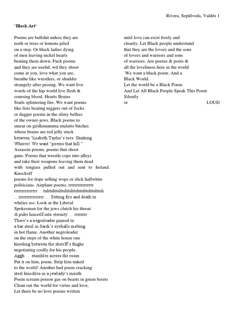 Black Art Poem by Amiri Baraka | PDF | Poetry