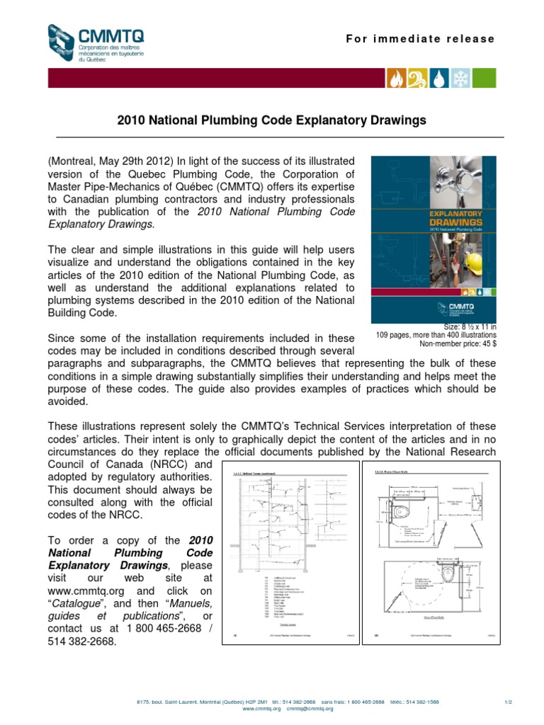 National Plumbing Code Explanatory Drawings | PDF | Quebec | Communication