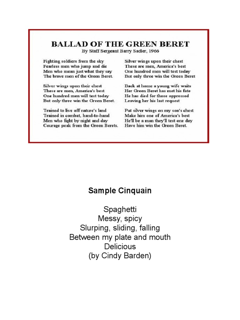 Sample Types of Poetry | PDF | Poetic Form | Stanzaic Form