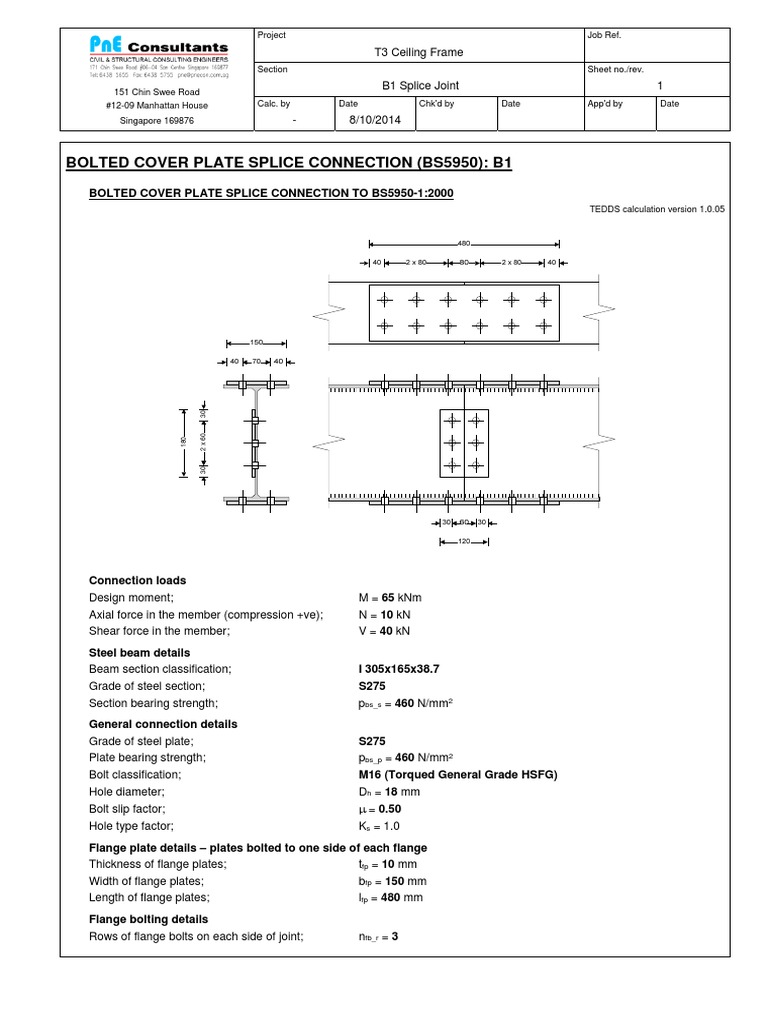 Bolted Cover Plate Splice Connection B1 | PDF
