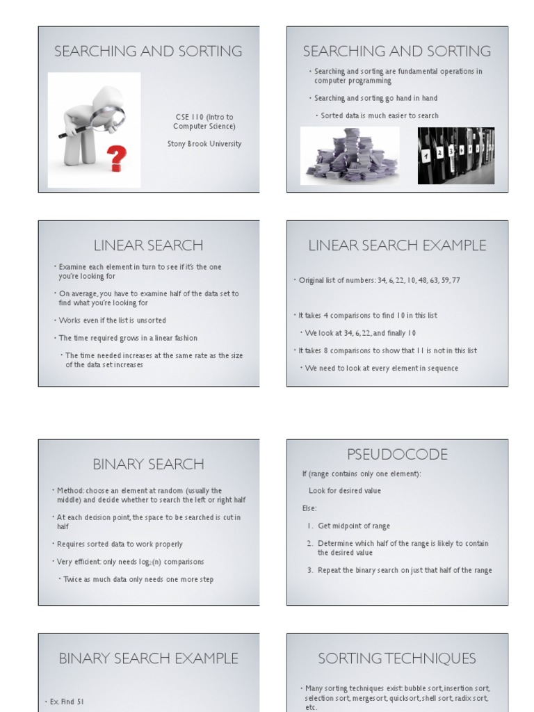 Searching And Sorting Searching And Sorting Pdf Algorithms And Data Structures Algorithms