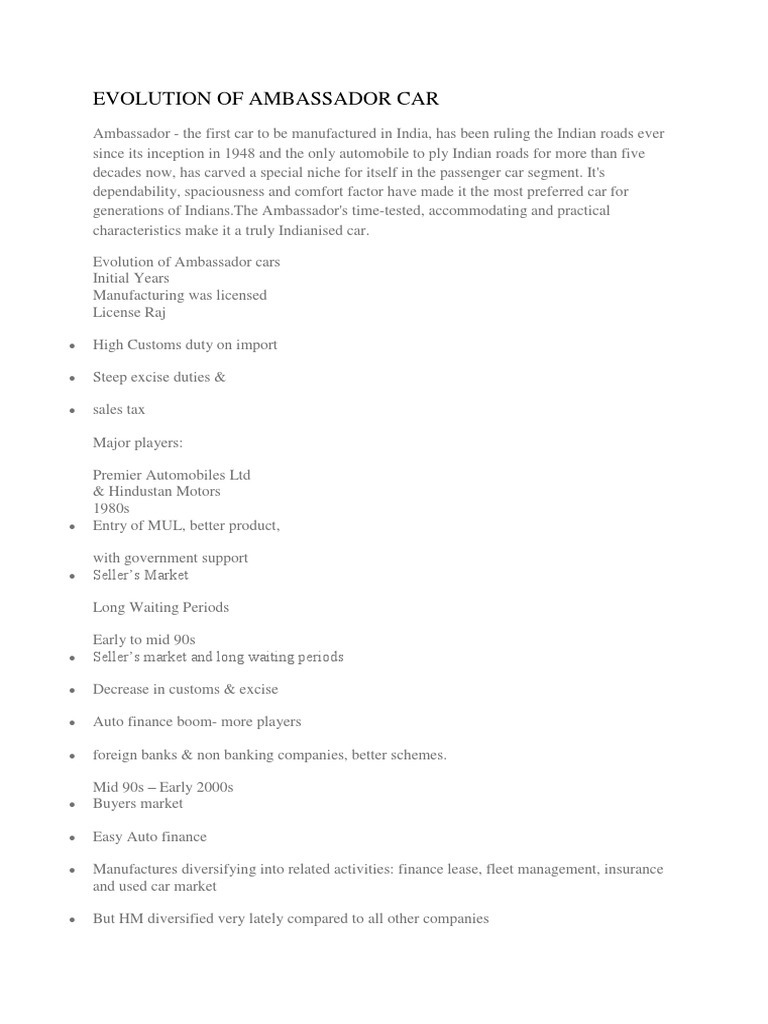 Evolution of Ambassador Car | PDF | Car | General Motors