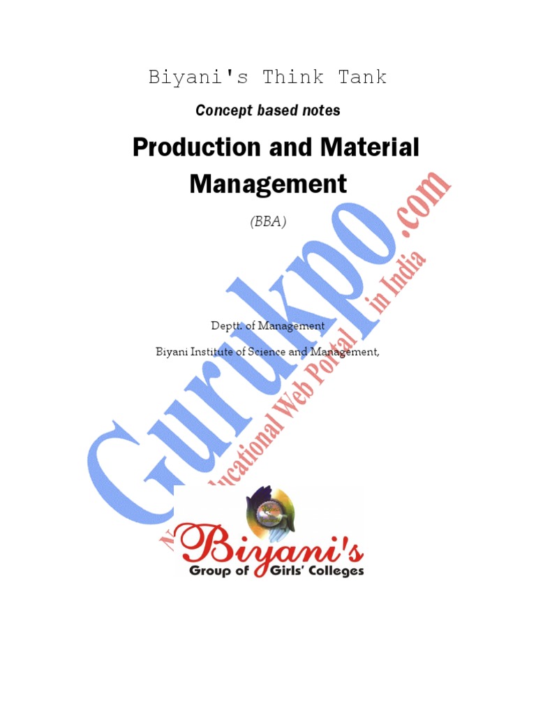 Production and Material Management | PDF | Inventory | Operations ...