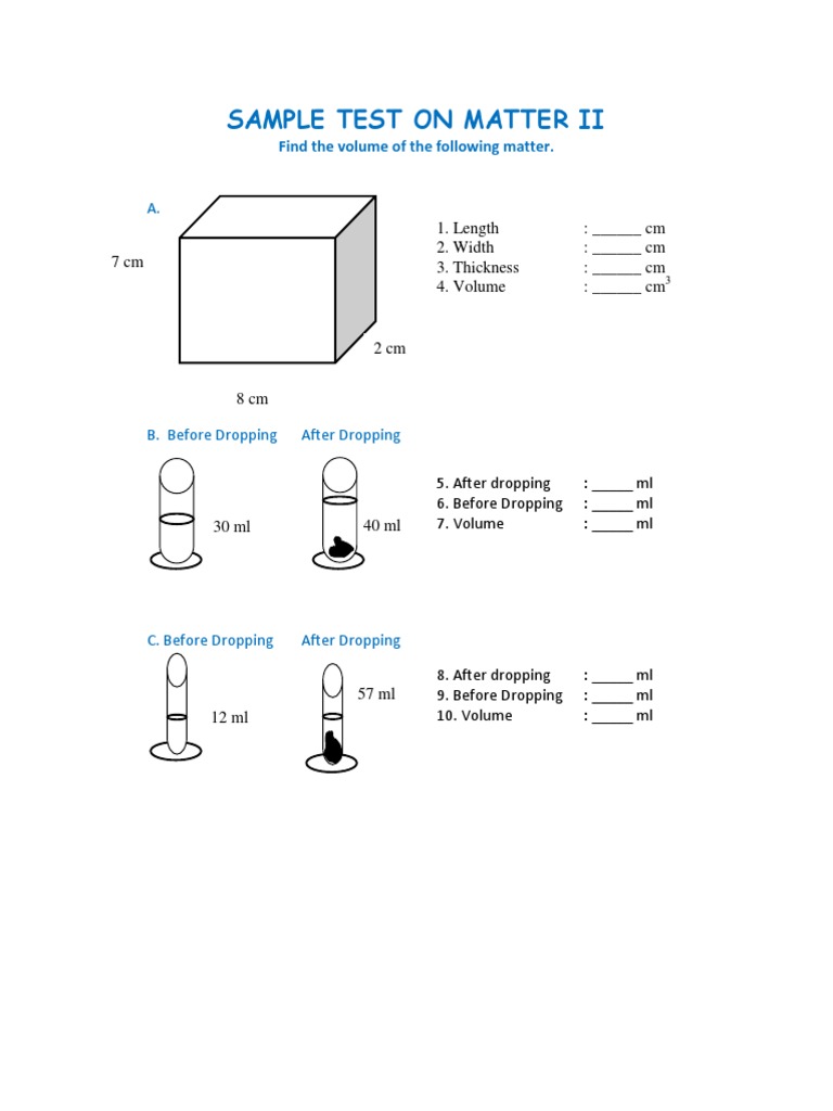 Volume Calculation Test for Matter II | PDF | Career & Growth