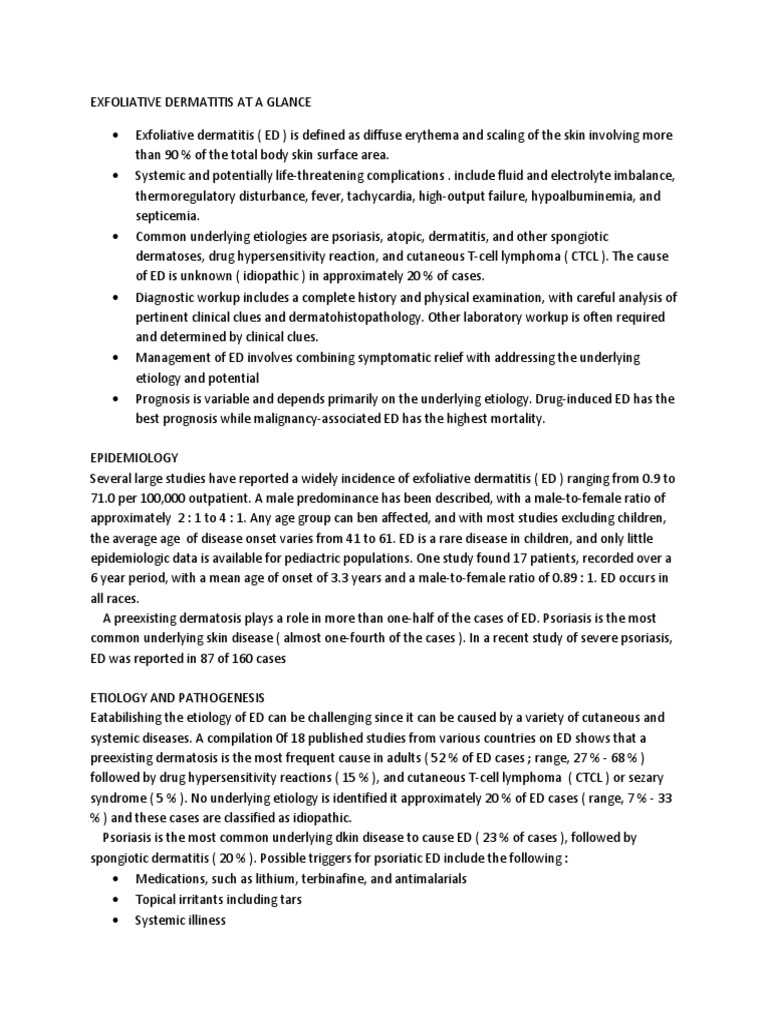 Exfoliative Dermatitis at A Glance | PDF | Psoriasis | Immunology