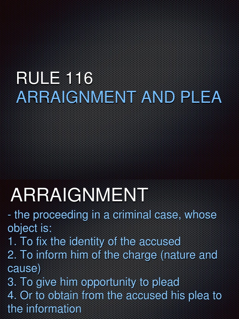 Crimpro Report - Rule 116 | PDF | Plea | Arraignment