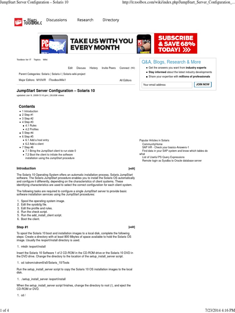 JumpStart Server Configuration - Solaris 10 | PDF | Operating System | Server (Computing)