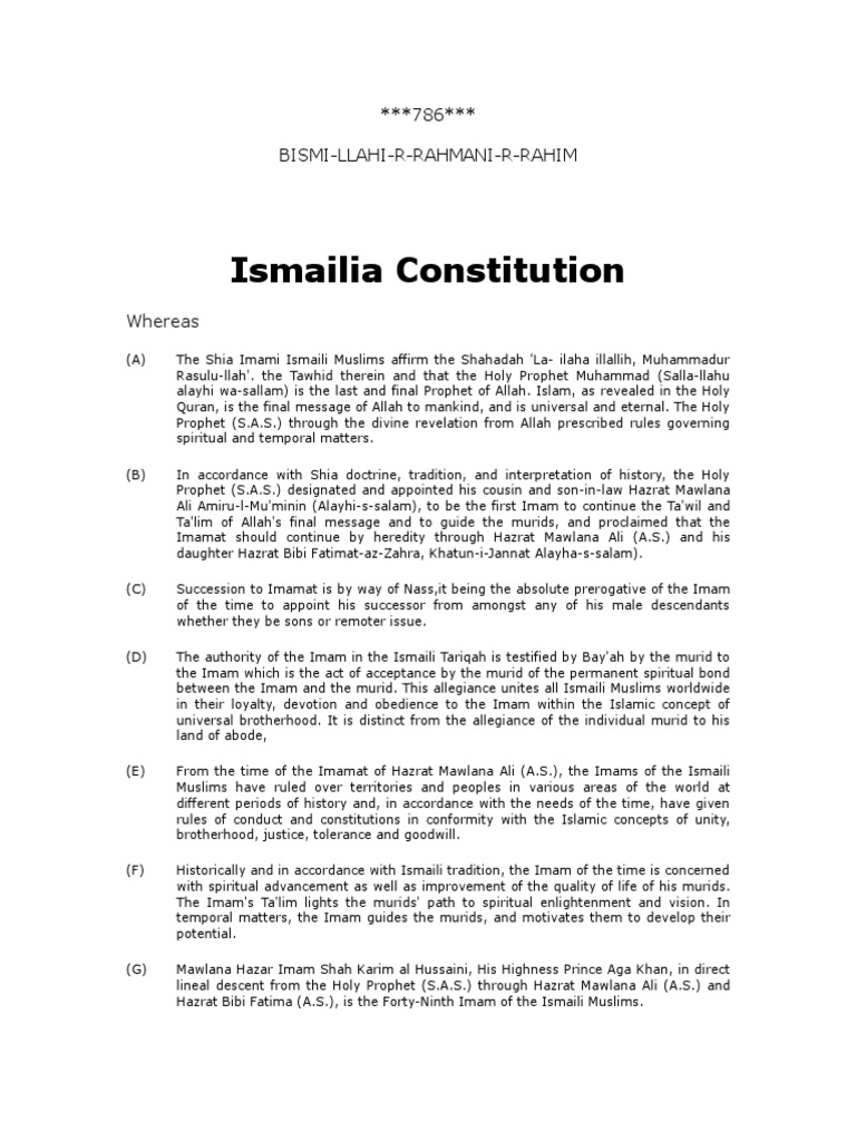 The Ismaili Constitution | Isma'ilism | Arbitration