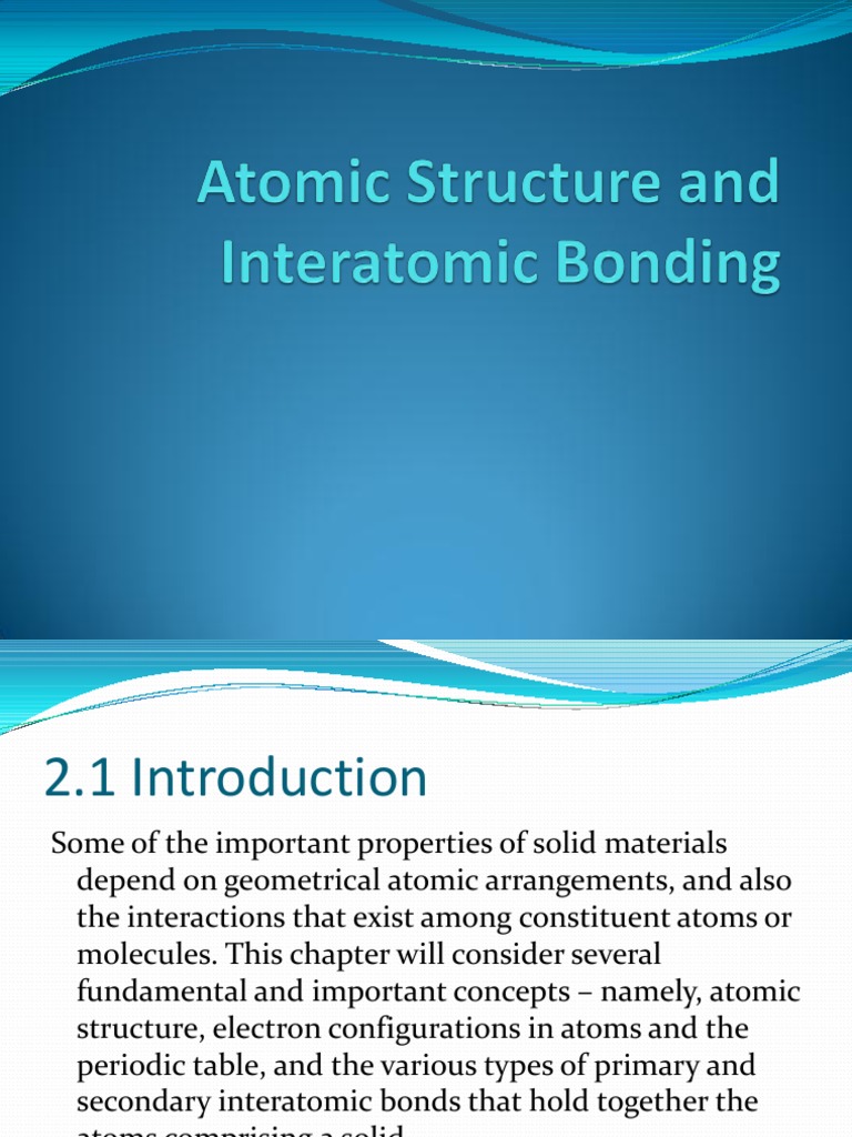 Atomic Structure and Interatomic Bonding | PDF | Atoms | Atomic Orbital