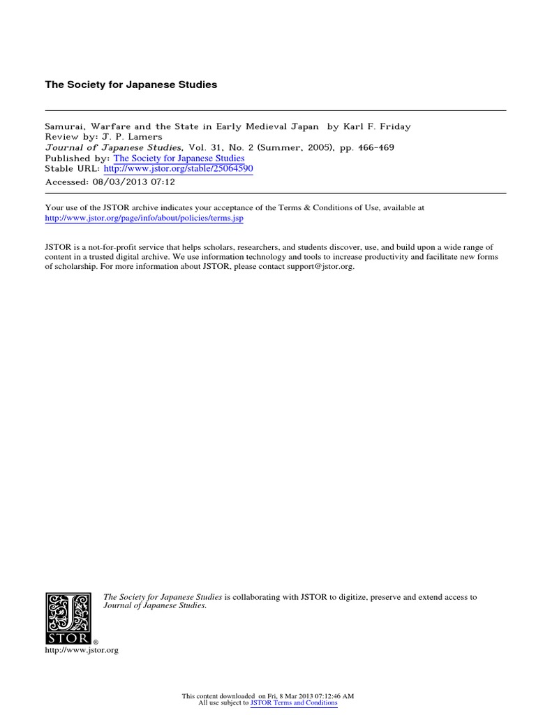 Samurai, Warfare and The State in Early Medieval Japan | PDF | Samurai ...