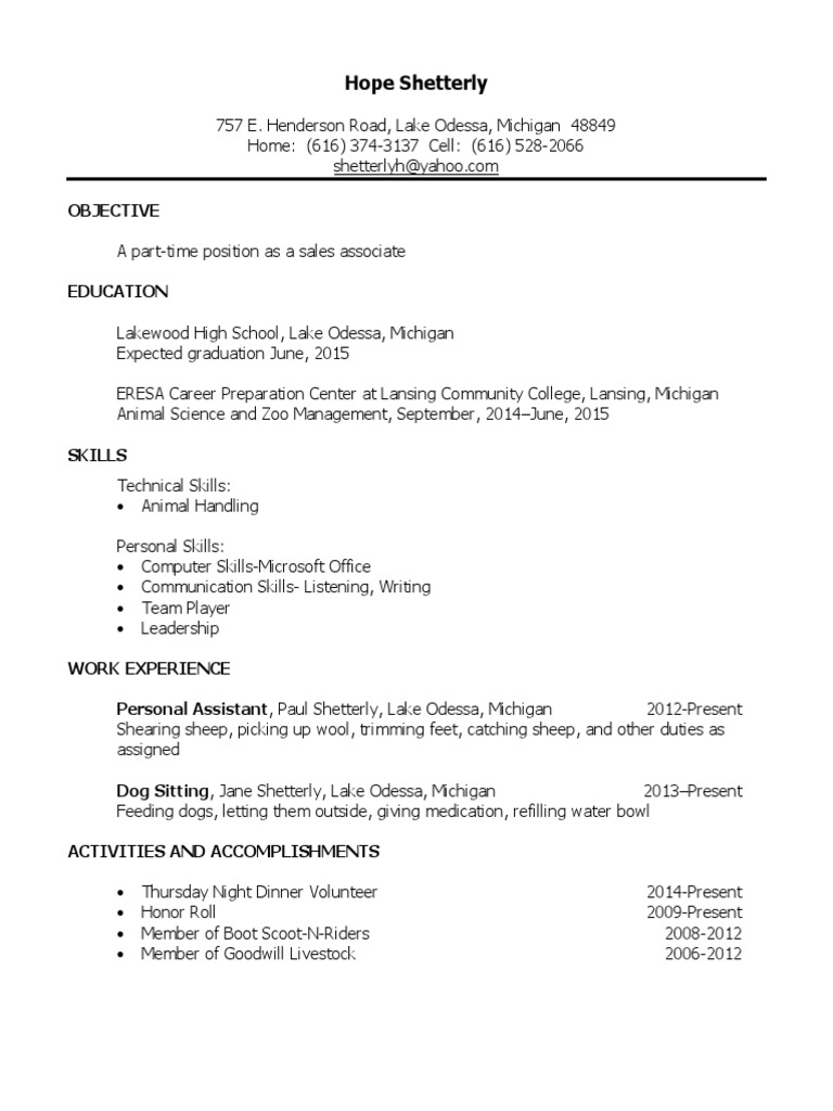 Part-Time Sales Associate Resume | PDF