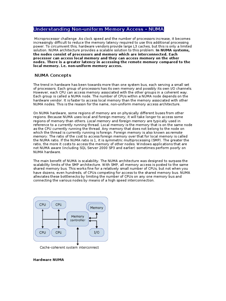 Understanding Non-Uniform Memory Access - NUMA | PDF | Parallel ... Understanding Non-Uniform Memory Access - NUMA | PDF | Parallel ...