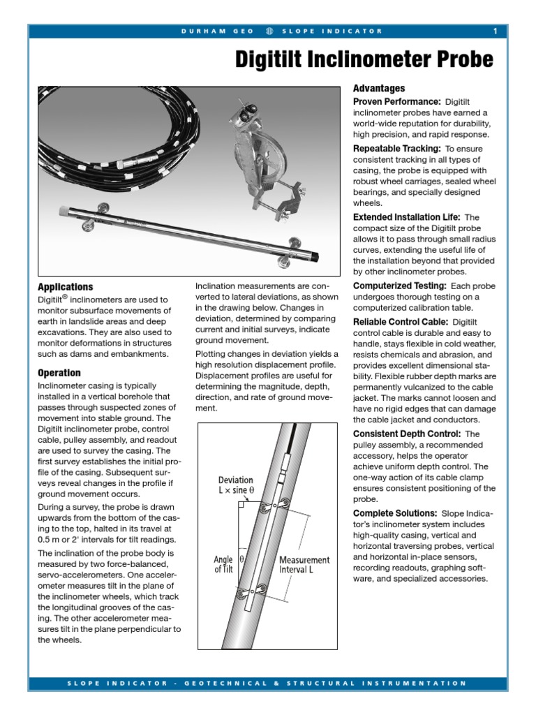 Digitilt Inclinometer Probe Datasheet | PDF | Calibration | Equipment