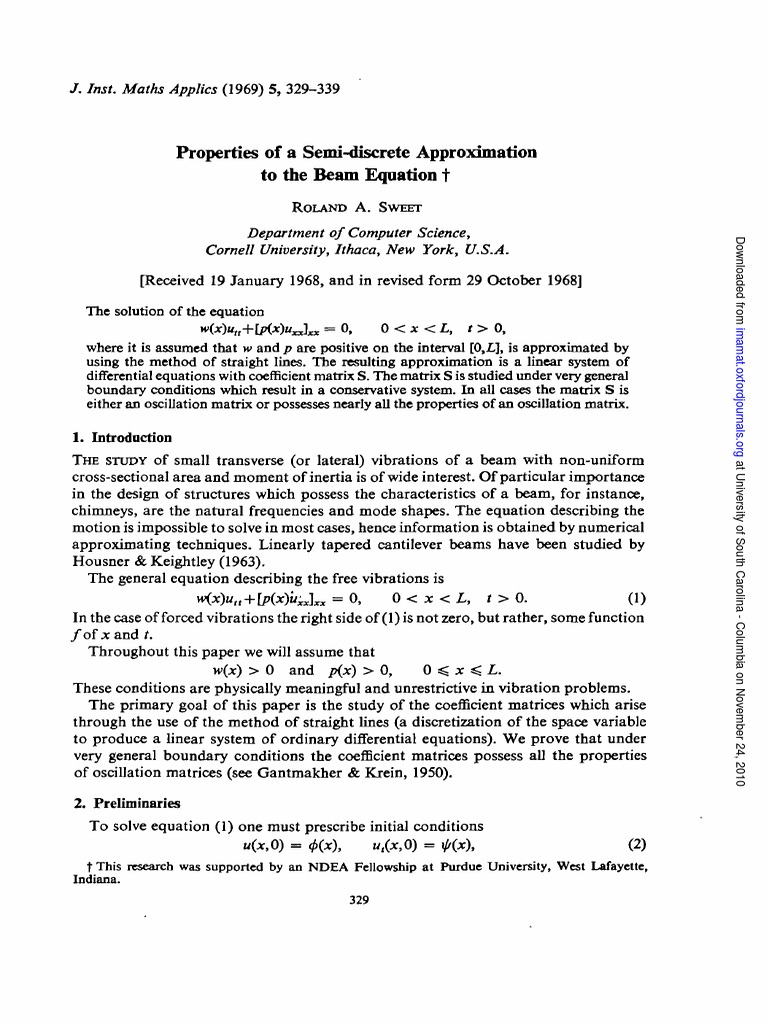 Properties of A Semi-Discrete Approximation To The Beam Equation | PDF ...