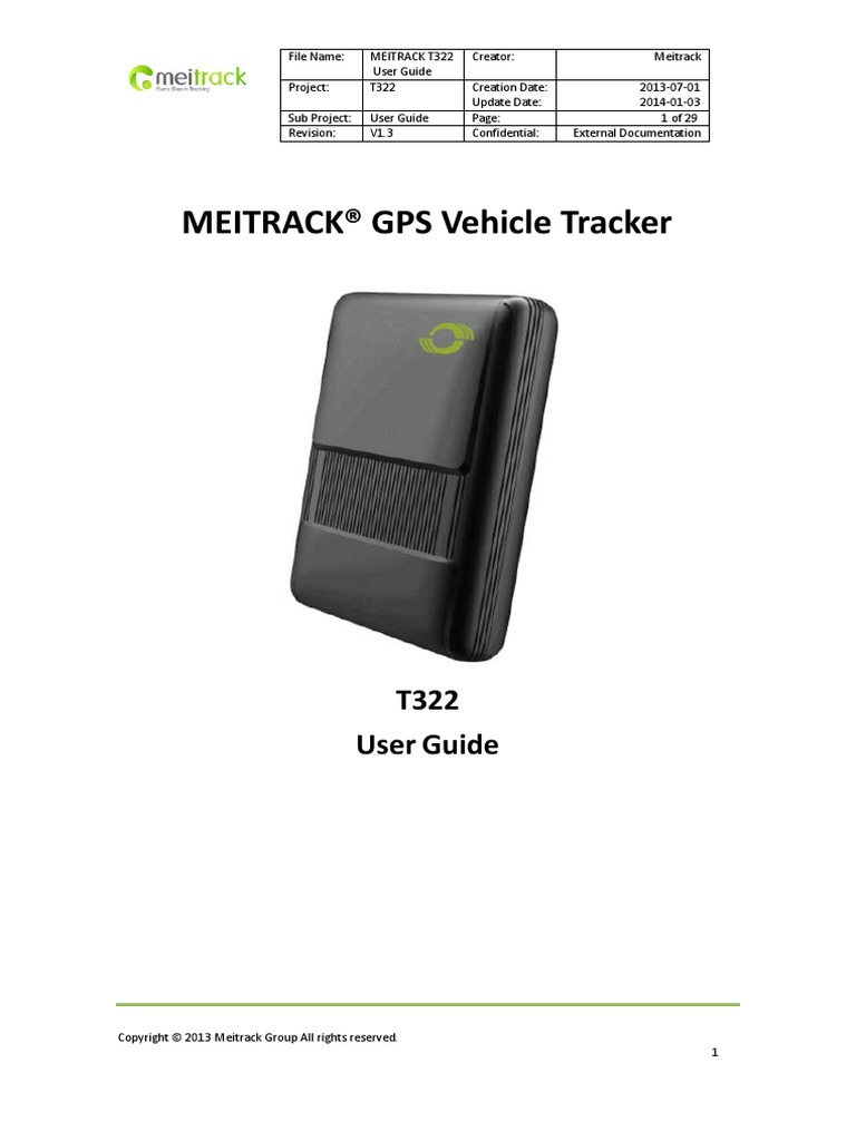 Meitrack t322 User Guide v1.3 | PDF | General Packet Radio Service | Short Message Service