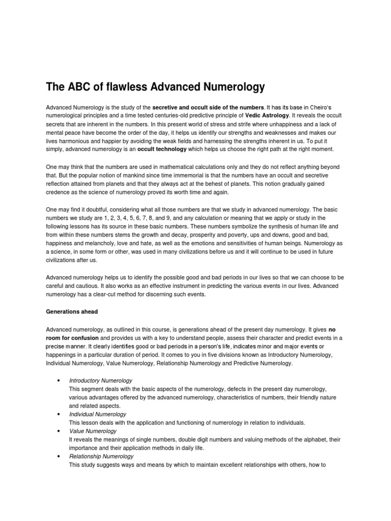 Advanced Numerology | PDF | Astrological Sign | Nature