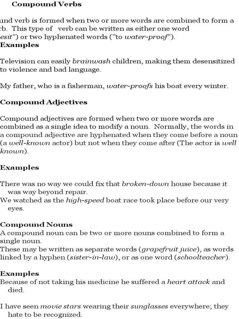 Compound Verbs | PDF | English Language | Word