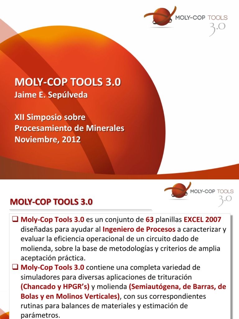 Moly-Cop Tools 3.0: Simulación y Evaluación de Molienda | PDF | Física ...