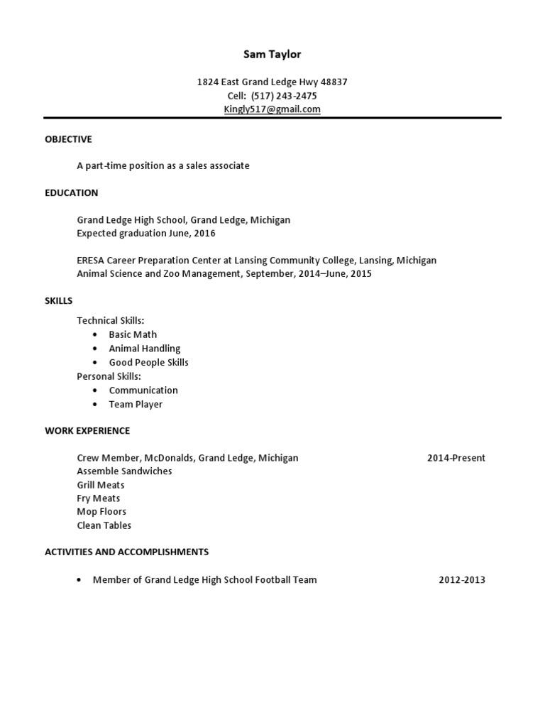 Animal Science Resume 2 Sam Taylor | PDF