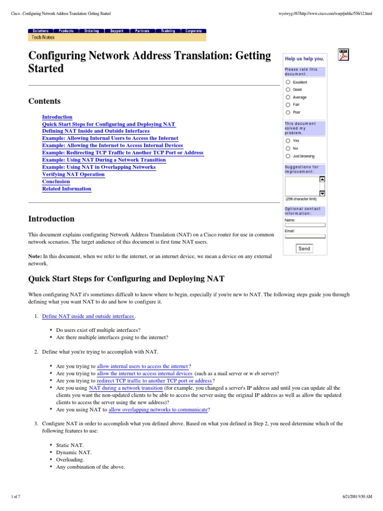 Cisco - Configuring NAT | Ip Address | Router (Computing)