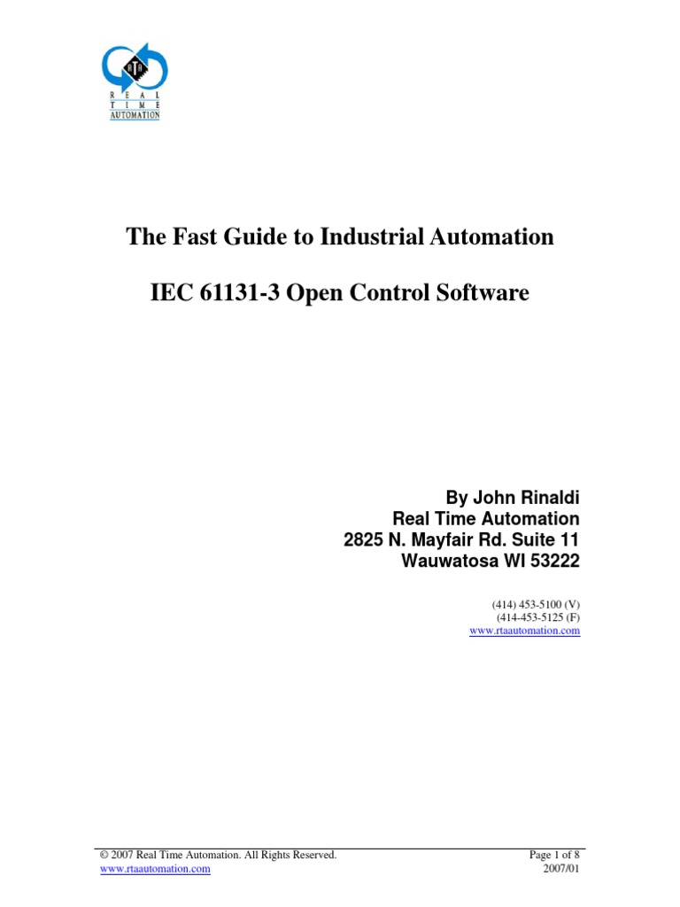 The Fast Guide To Industrial Automation IEC 61131-3 Open Control ...