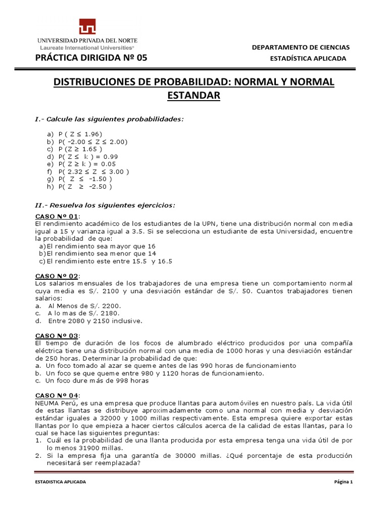 Practica Estap - Semana 5 Distribucion de Probabilidad Normal | PDF | Probabilidad | Desviación ...